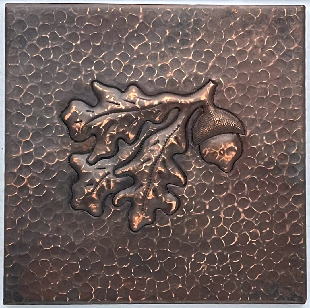 Hammered Copper Tile Acorn Leaf Design 1-6x6 Hand Hammered Copper Tiles ...