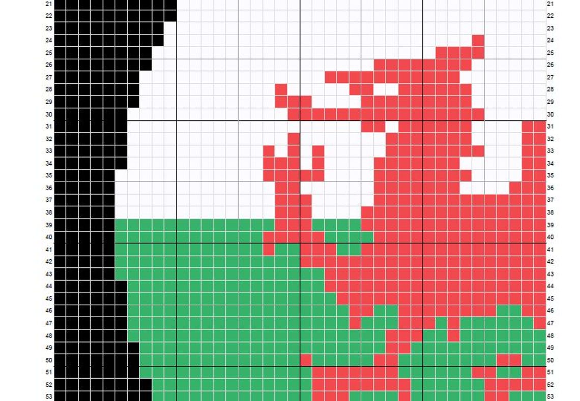 Welsh Flag Cross Stitch Pattern, Wales Flag Embroidery Design, Cymru ...