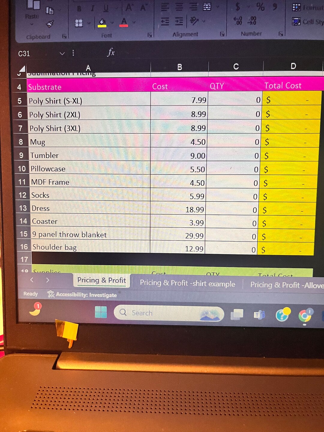 Craft Pricing Calculator Excel Program - Etsy