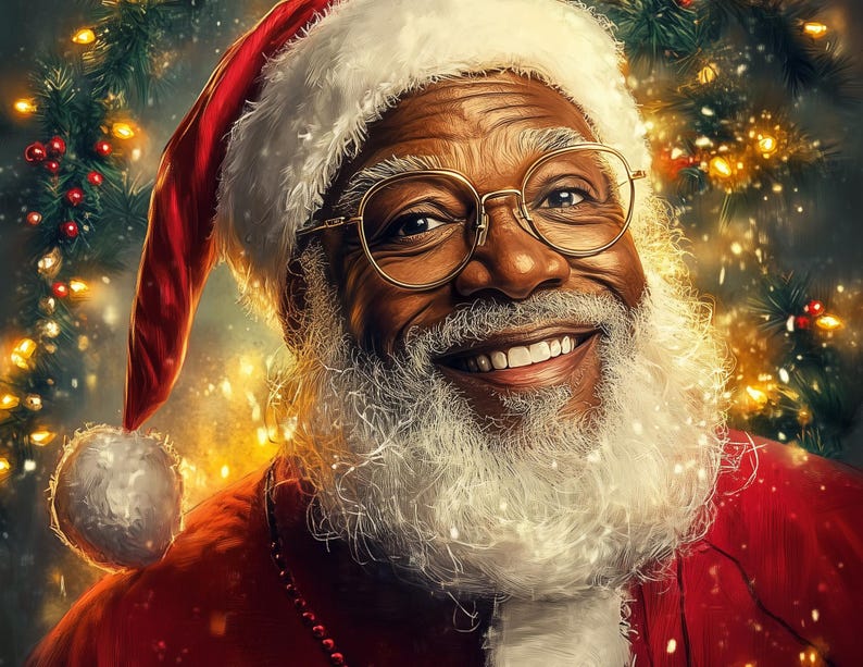 Black Santa Claus PNG - Etsy