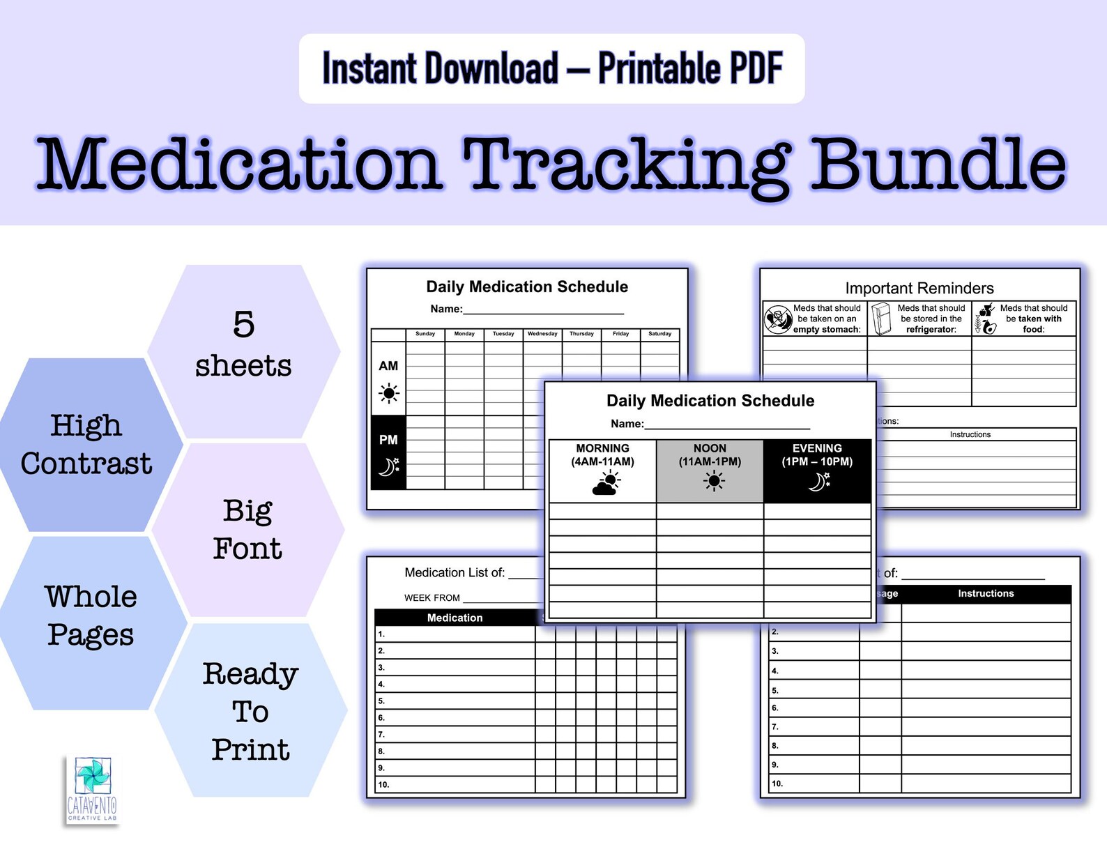 Medication Organization Sheets Home Med Chart PDF DOWNLOAD - Etsy