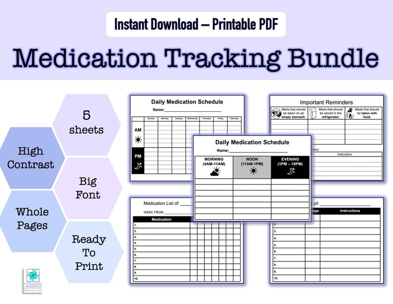 Medication Organization Sheets Home Med Chart PDF DOWNLOAD - Etsy