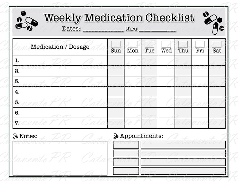 Medication Organization Sheets - PDF DOWNLOAD - Medication Tracker ...