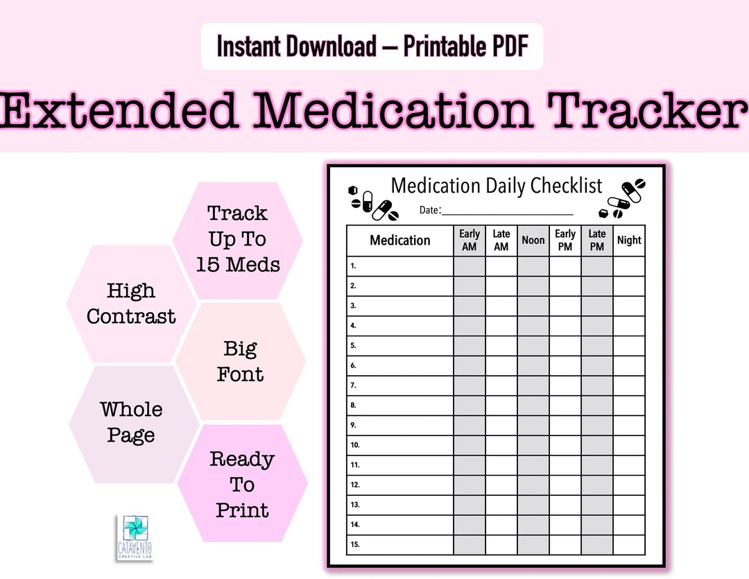 Medication Tracker Chart Log DAILY TRACKER track up to 15 - Etsy