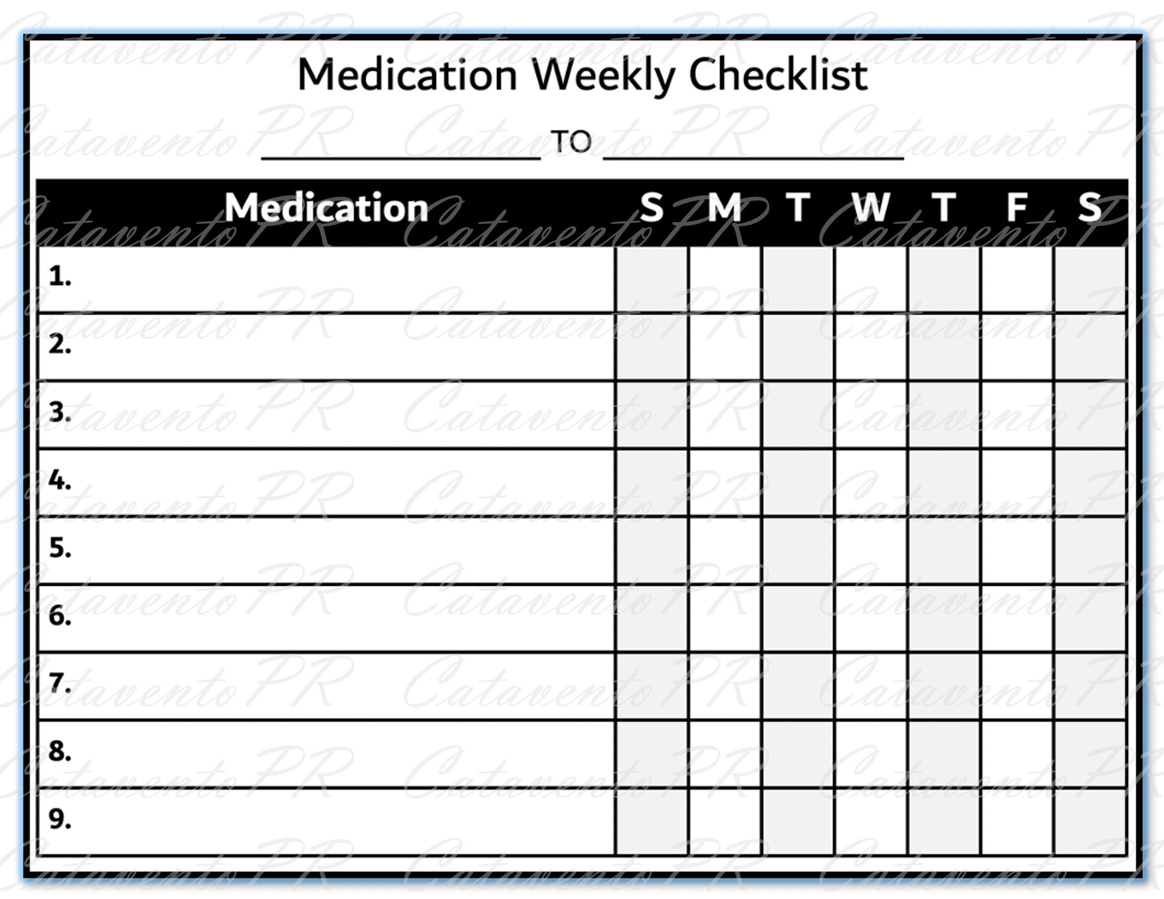 WEEKLY Medication Organization Sheet- Home Med Chart DOWNLOAD ...