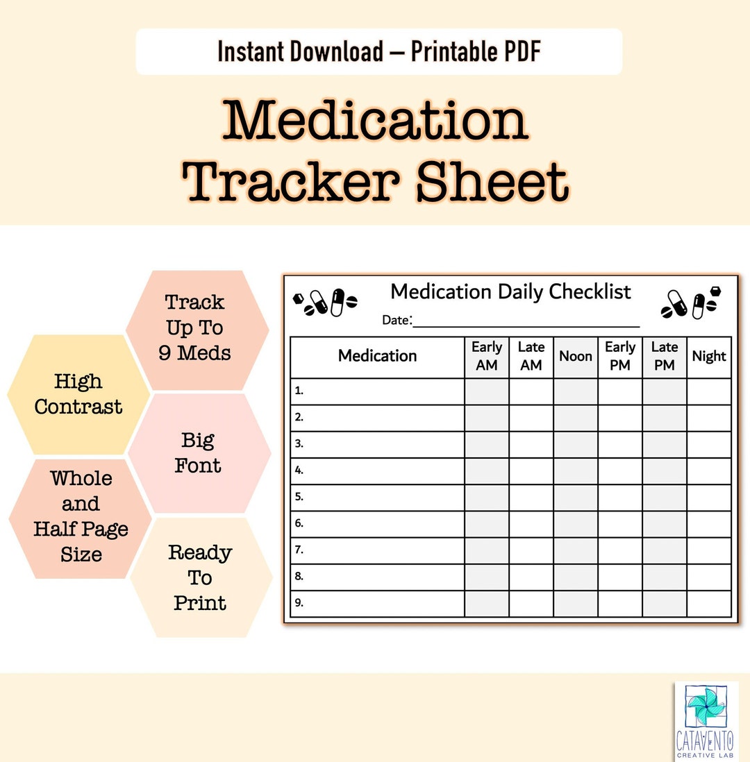 DAILY Medication Tracker Sheet- Home Med Chart DOWNLOAD - Medication ...