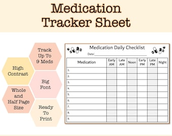 Medication Organization Sheets Home Med Chart PDF DOWNLOAD Medication ...