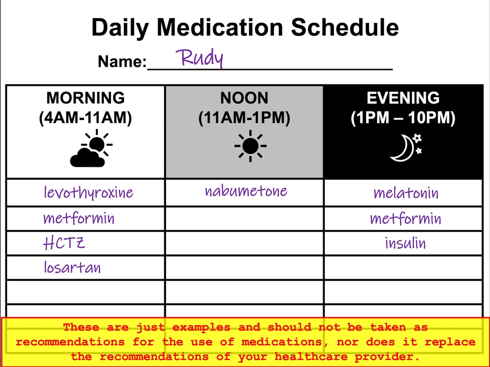 Medication Organization Sheets - Home Med Chart - PDF DOWNLOAD ...