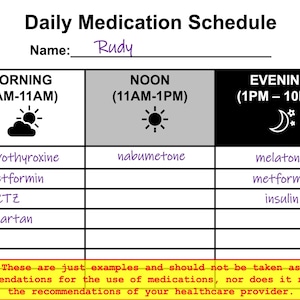 Medication Organization Sheets - Home Med Chart - PDF DOWNLOAD ...