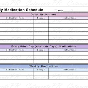 DAILY Medication Tracker Sheet- Home Med Chart DOWNLOAD - Medication ...