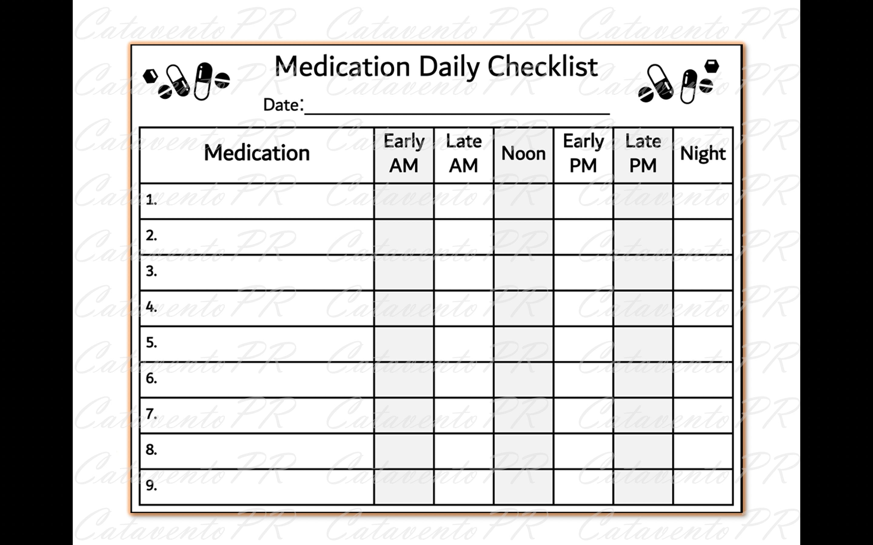 DAILY Medication Tracker Sheet- Home Med Chart DOWNLOAD - Medication ...