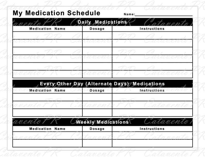 DAILY Medication Tracker Sheet- Home Med Chart DOWNLOAD - Medication ...
