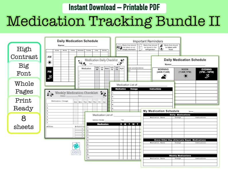 Medication Organization Sheets - PDF DOWNLOAD - Medication Tracker ...
