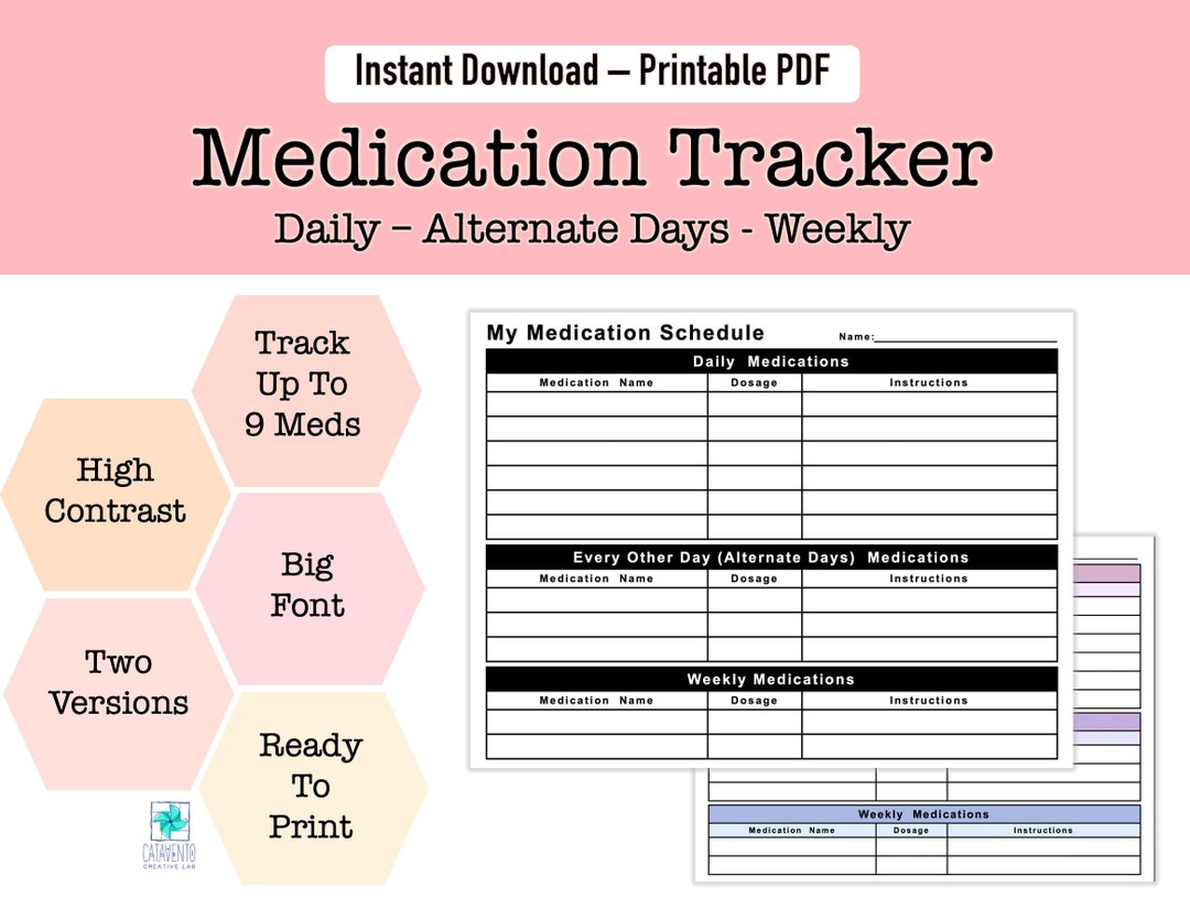 DAILY Medication Tracker Sheet- Home Med Chart DOWNLOAD - Medication ...