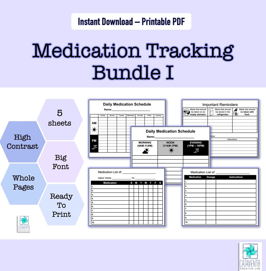 Medication Organization Sheets - Home Med Chart - PDF DOWNLOAD ...
