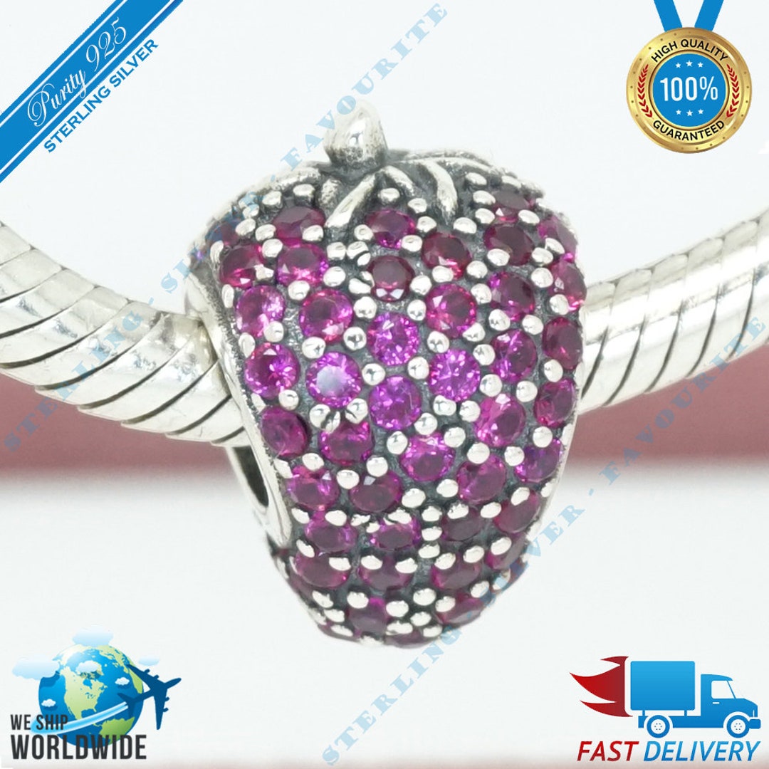 Red Pave Strawberry Charm, Sweet Fruit Bead > Fits Europa Bracelet ...