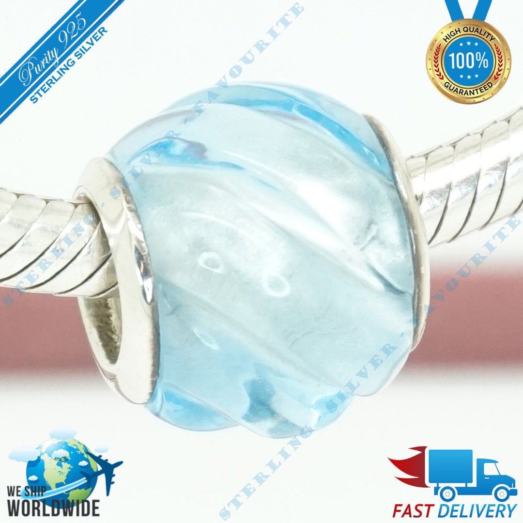 Blue Ripples Wave Charm, Aqua Blue Water Bead Fits Europa Bracelet S925 ...