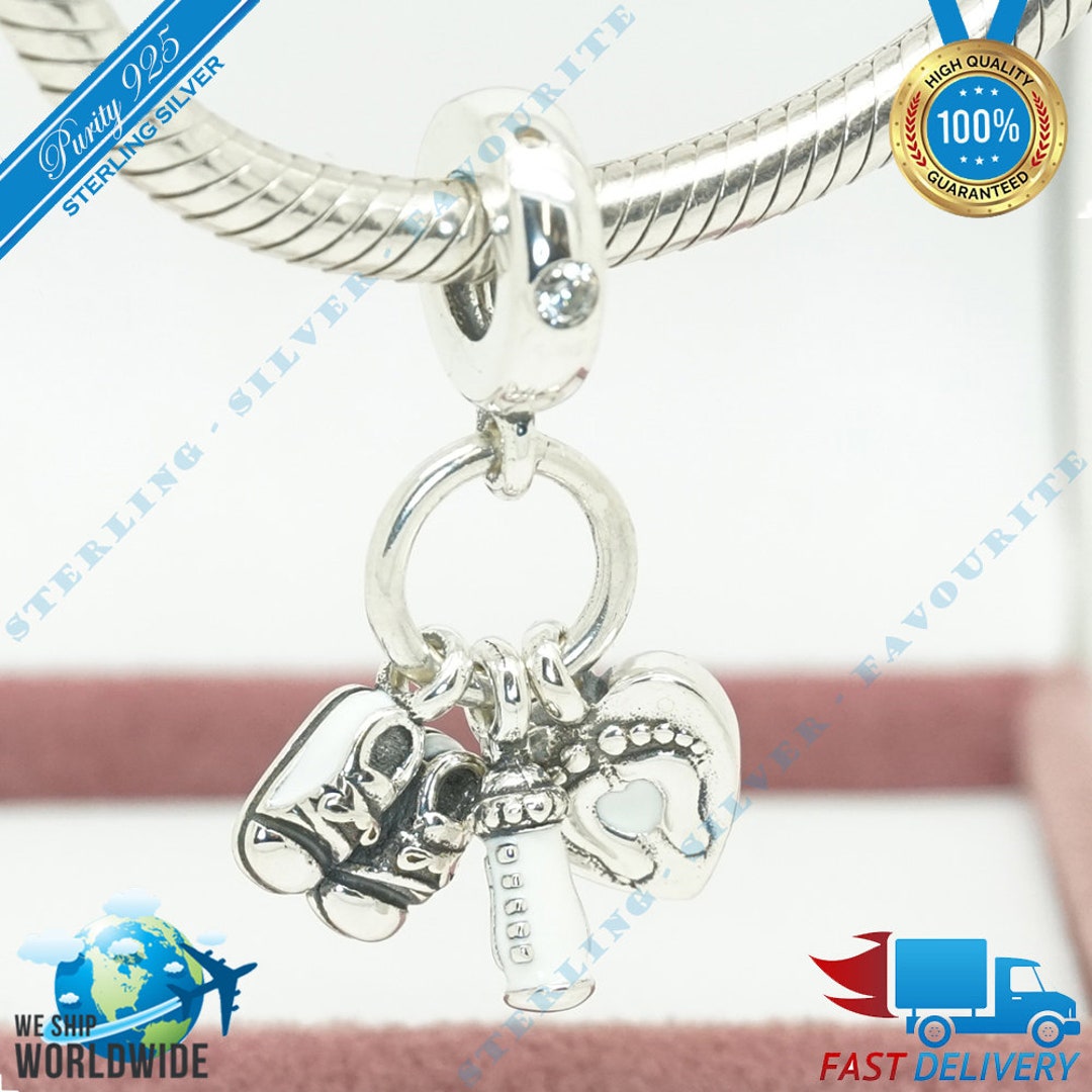 My Little Baby Pendant Charm, Boy, Girl, Bottle Booties Footprint, Bead ...