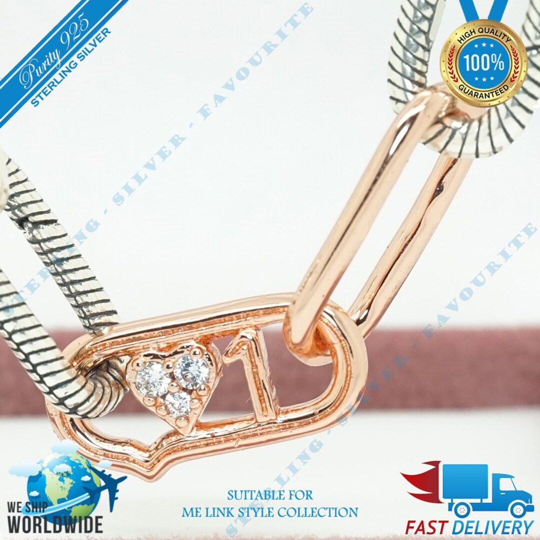Styling Love It Double ME Link Charm, Number 1, 14k Rose Gold-plated ...