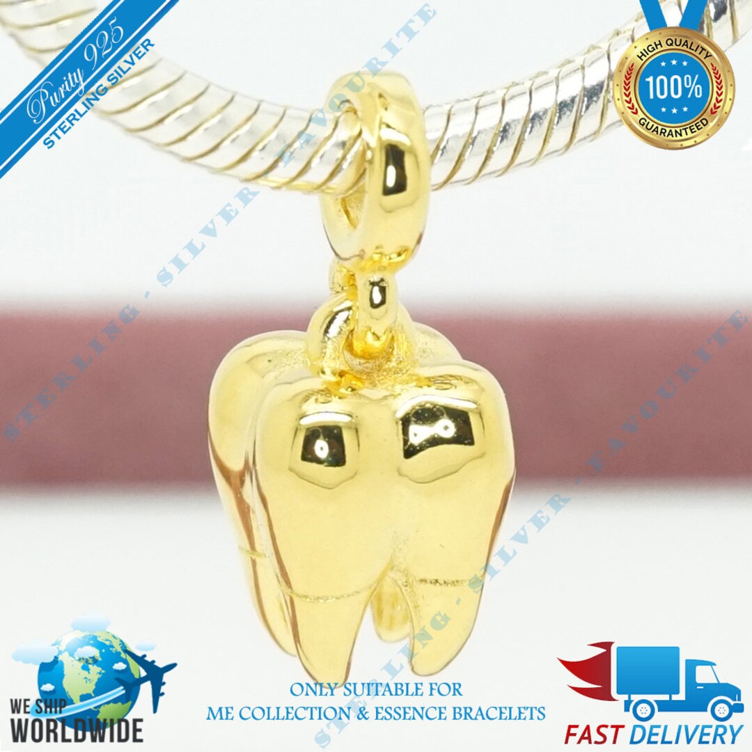 Tooth Micro ME Dangle Charm, 14k Gold-plated Pendant > Fits Europa ME ...