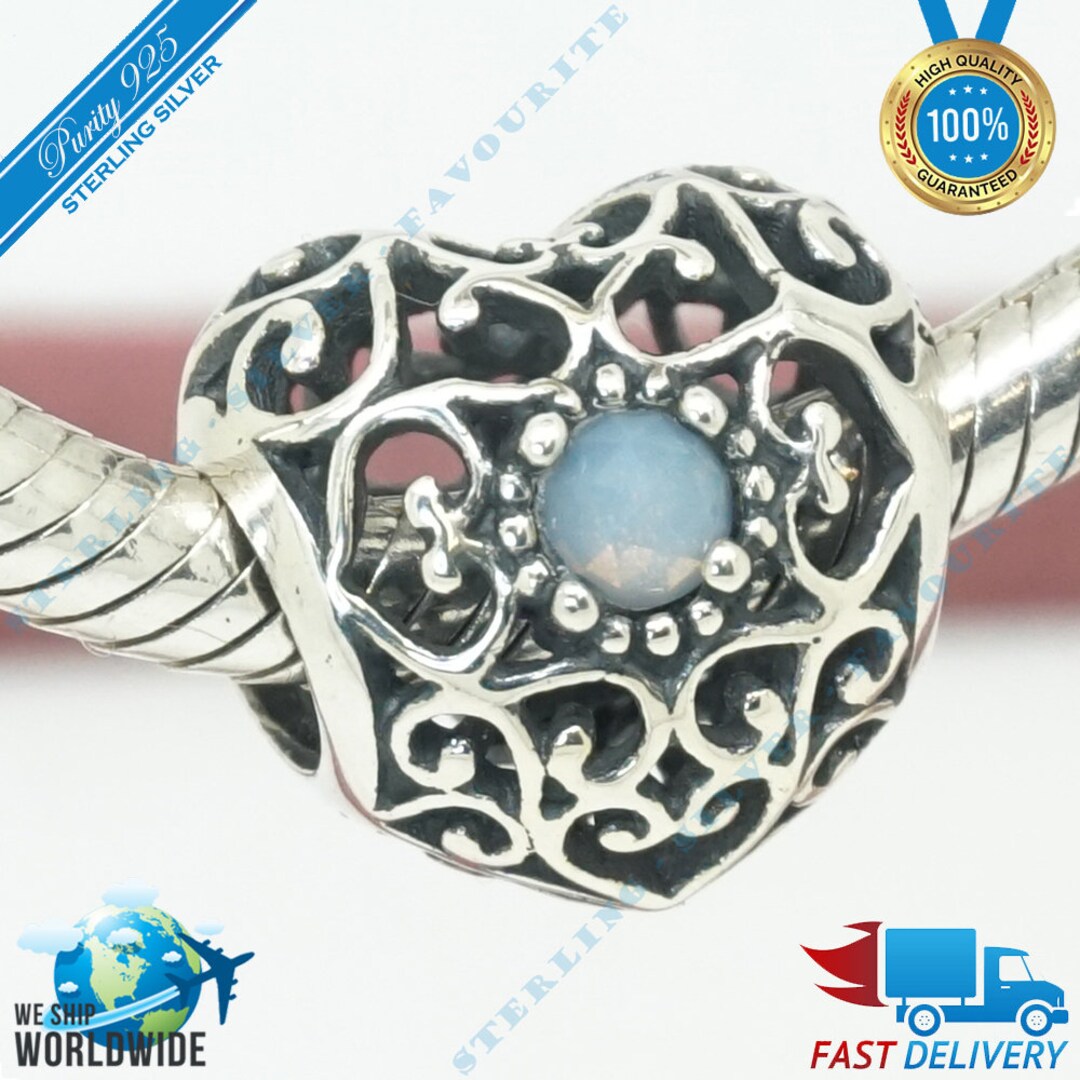 June Signature Heart Charm, Grey Birthstone Month, Friends & Family ...