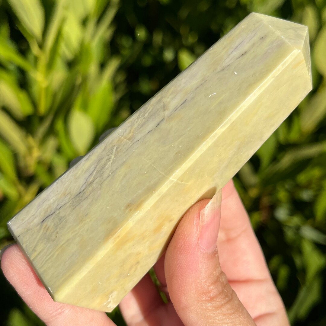 Lemon Serpentine Tower From India, Serpentine Crystal Obelisk, Lime ...