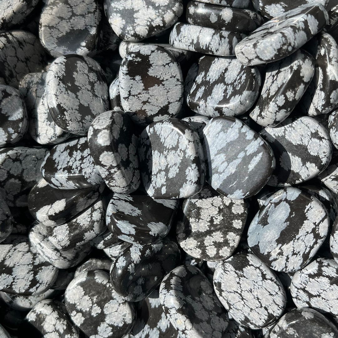 Snowflake Obsidian Mini Worry Stones, Small Snowflake Obsidian Pocket ...