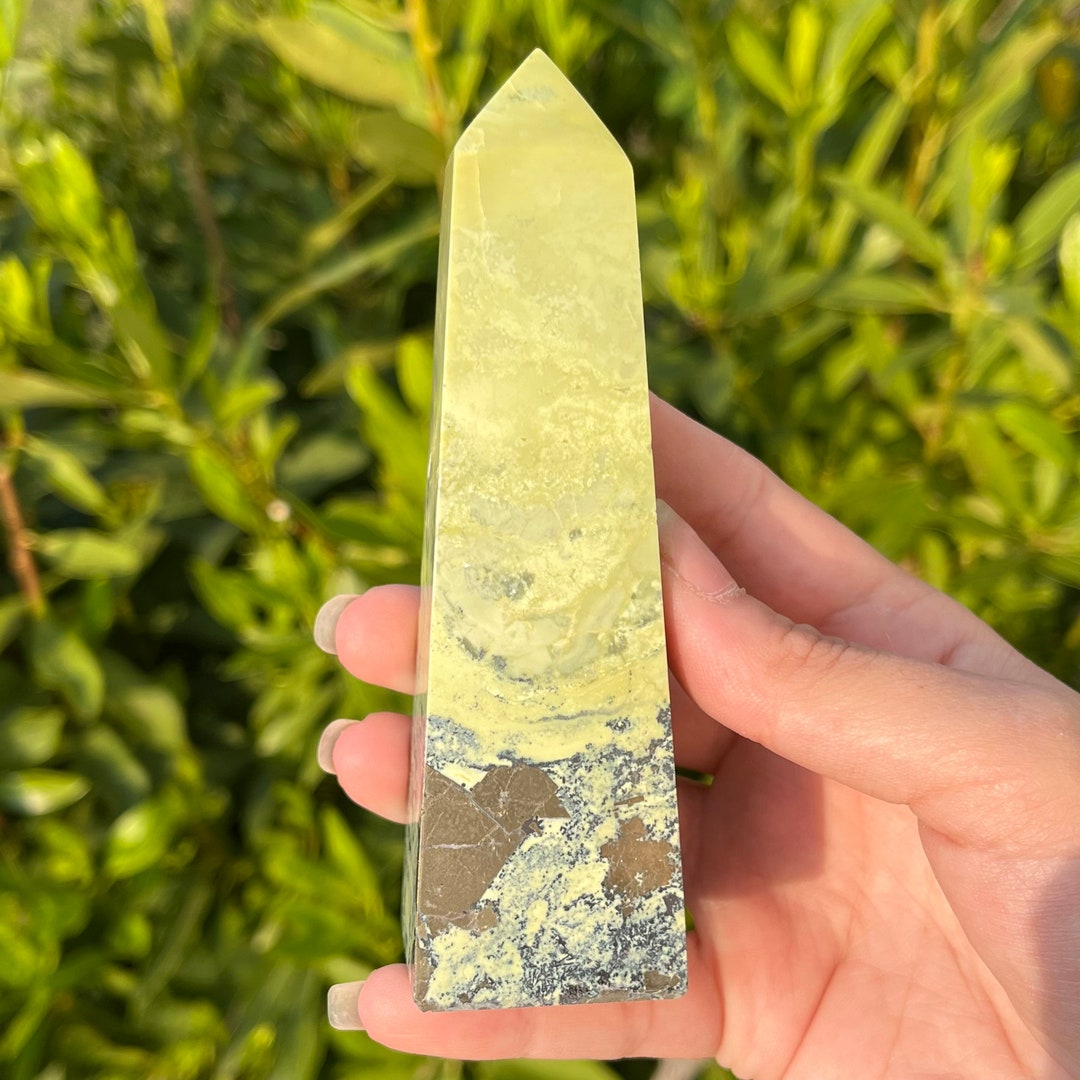 Serpentine With Pyrite Tower From Peru Serpentine Crystal - Etsy