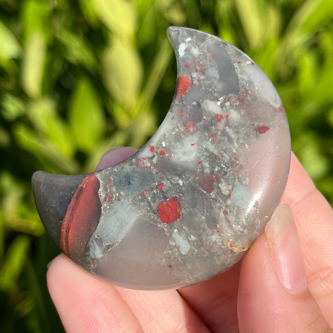African Bloodstone Moon Carving From South Africa African - Etsy