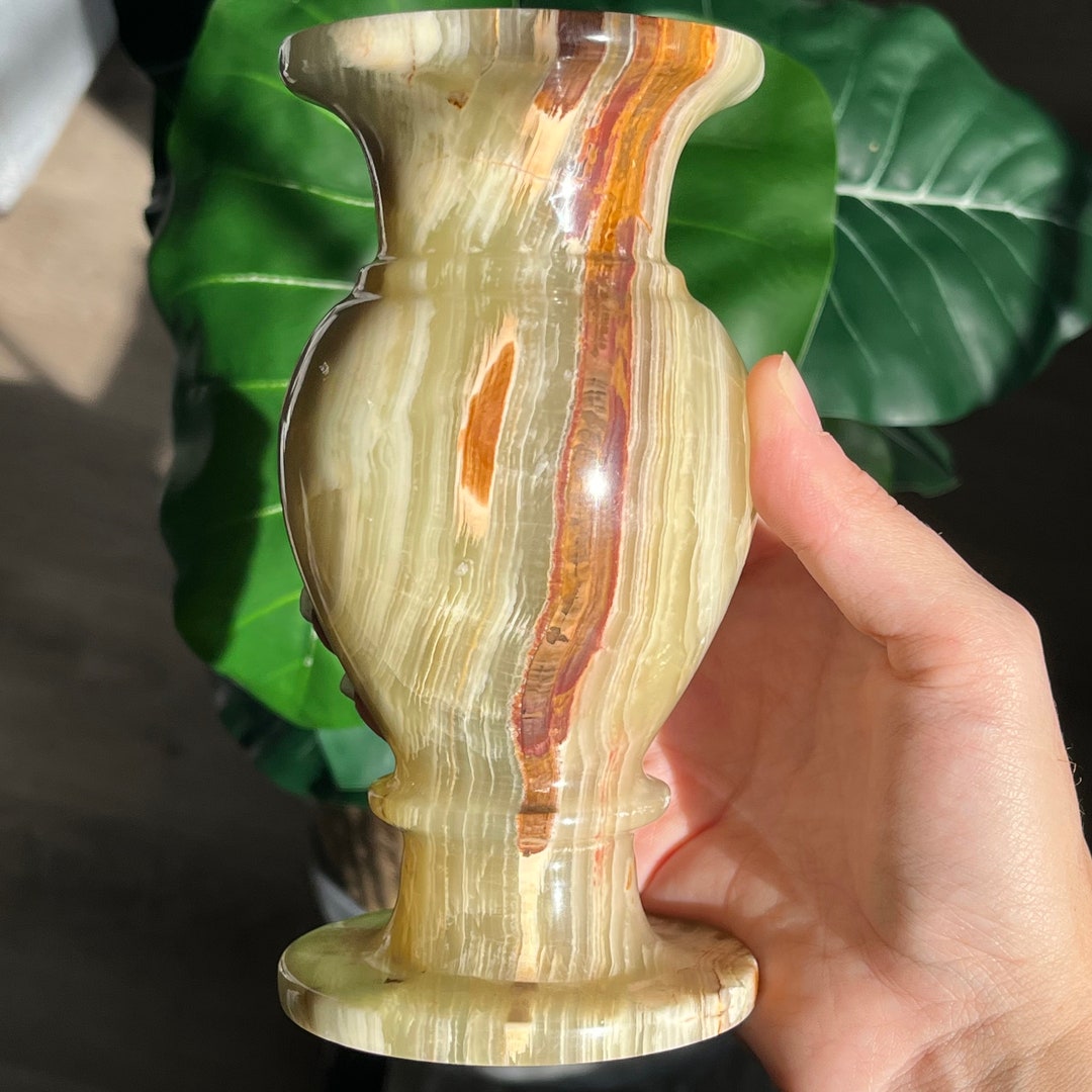 Green Onyx Vase Carving, Banded Green Onyx Vase From Pakistan, Heart ...