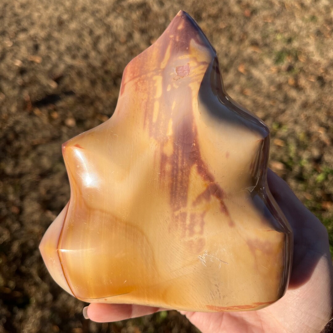 Purple and Yellow Polychrome Jasper Flame From Madagascar, Pretty Desert Jasper Crystal Flame ...