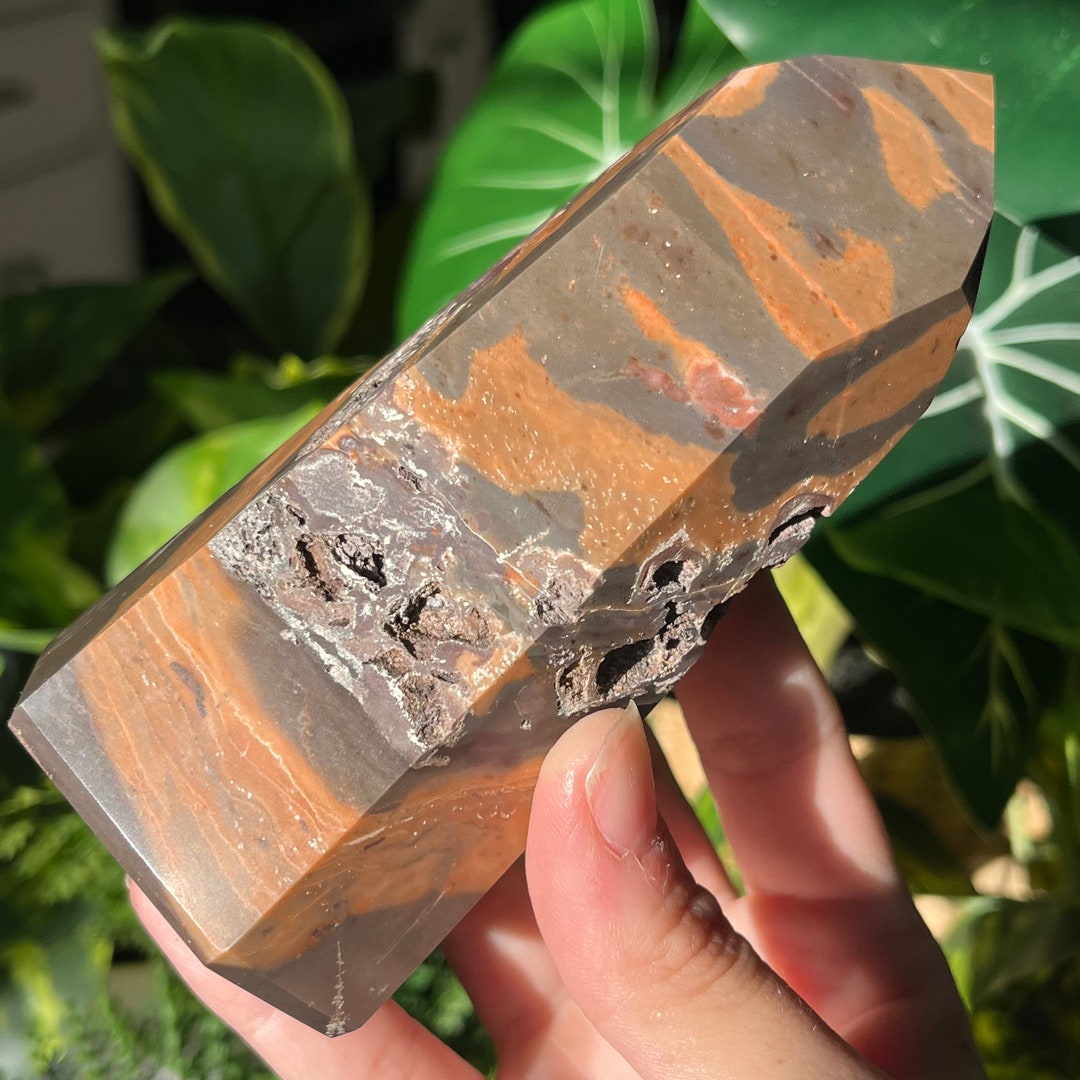 Tiger Jasper Point With Natural Caves, Tiger Jasper Crystal Tower From ...