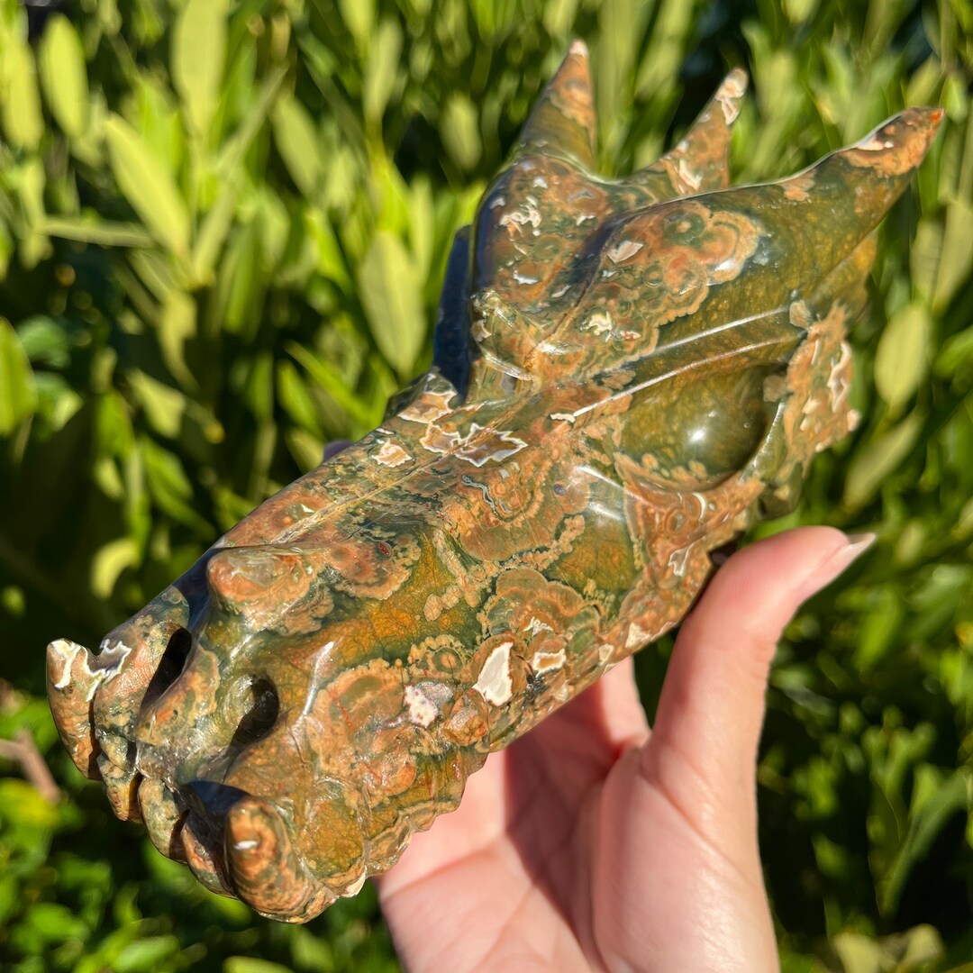 Beautiful Rainforest Jasper Dragon Head, Detailed Rhyolite Crystal ...
