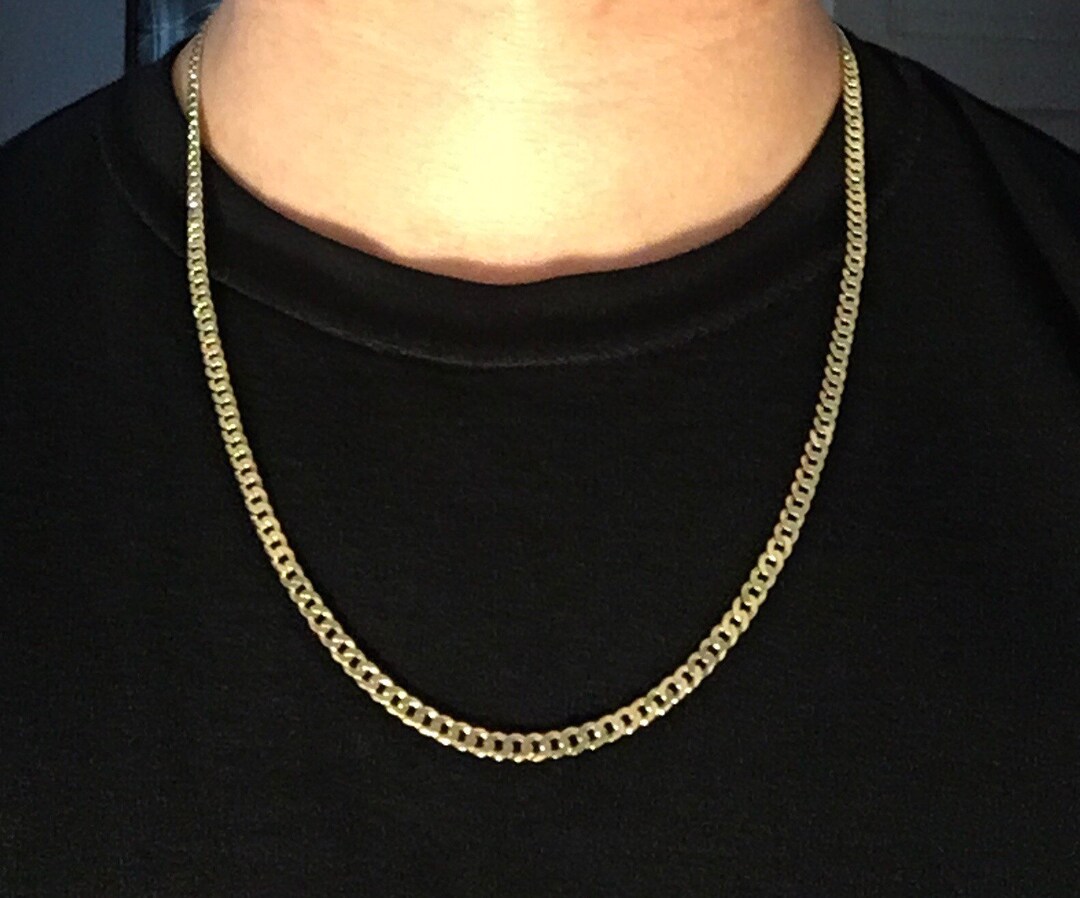 Gold Chain Cuban Link 24in 4mm .925 Italy Necklace - Etsy