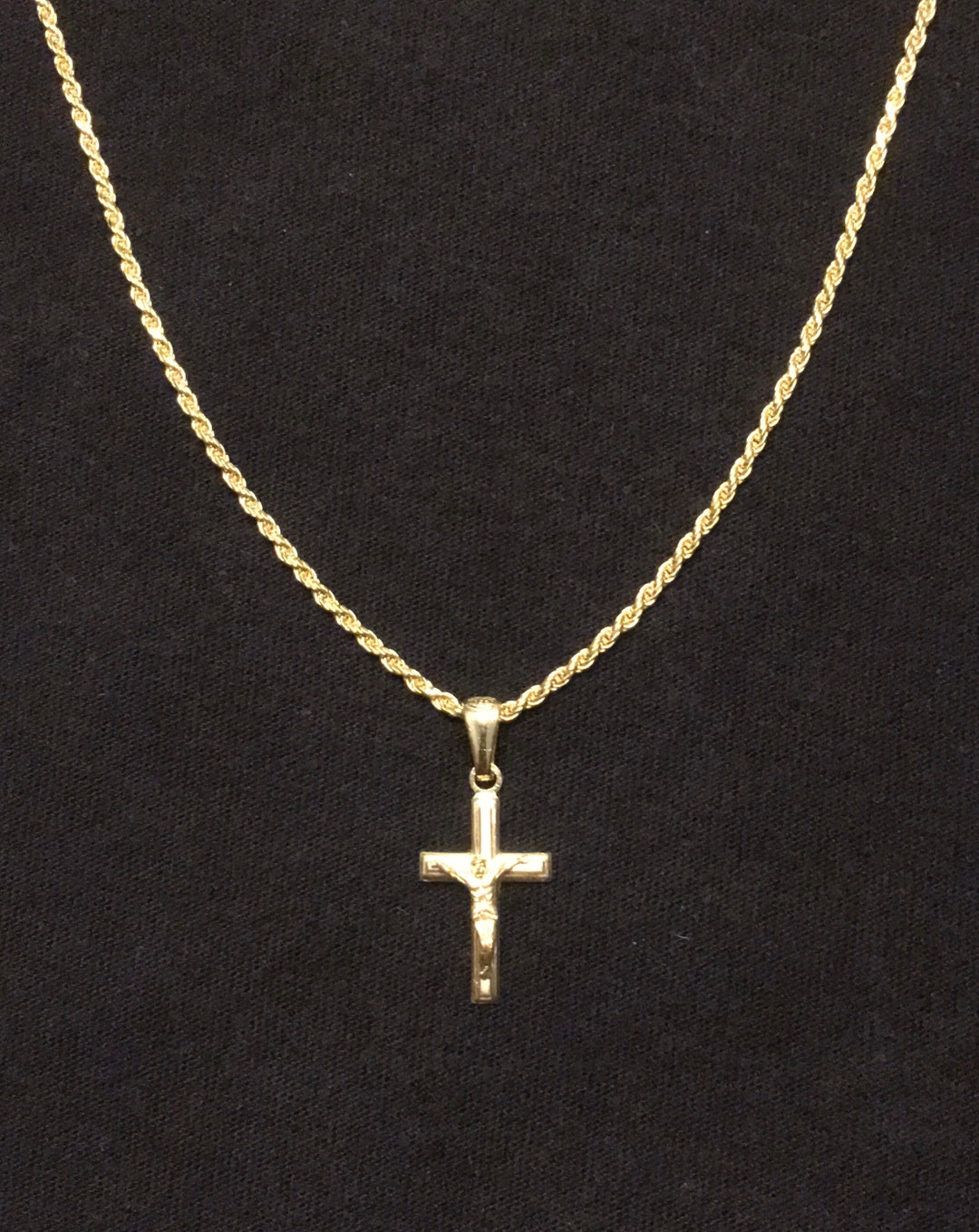 Gold Chain Rope Chain 20in 2mm and Cross .925 Italy Stamped - Etsy