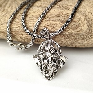 Sterling Silver Ganesha Pendant Necklace: Hindu Rope Chain Jewelry - Etsy
