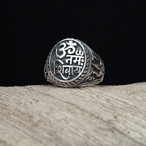 Shiva Blessing Sanskrit Ring, Om Namah Shiva, Hindu Jewelry, Mens Gifts ...