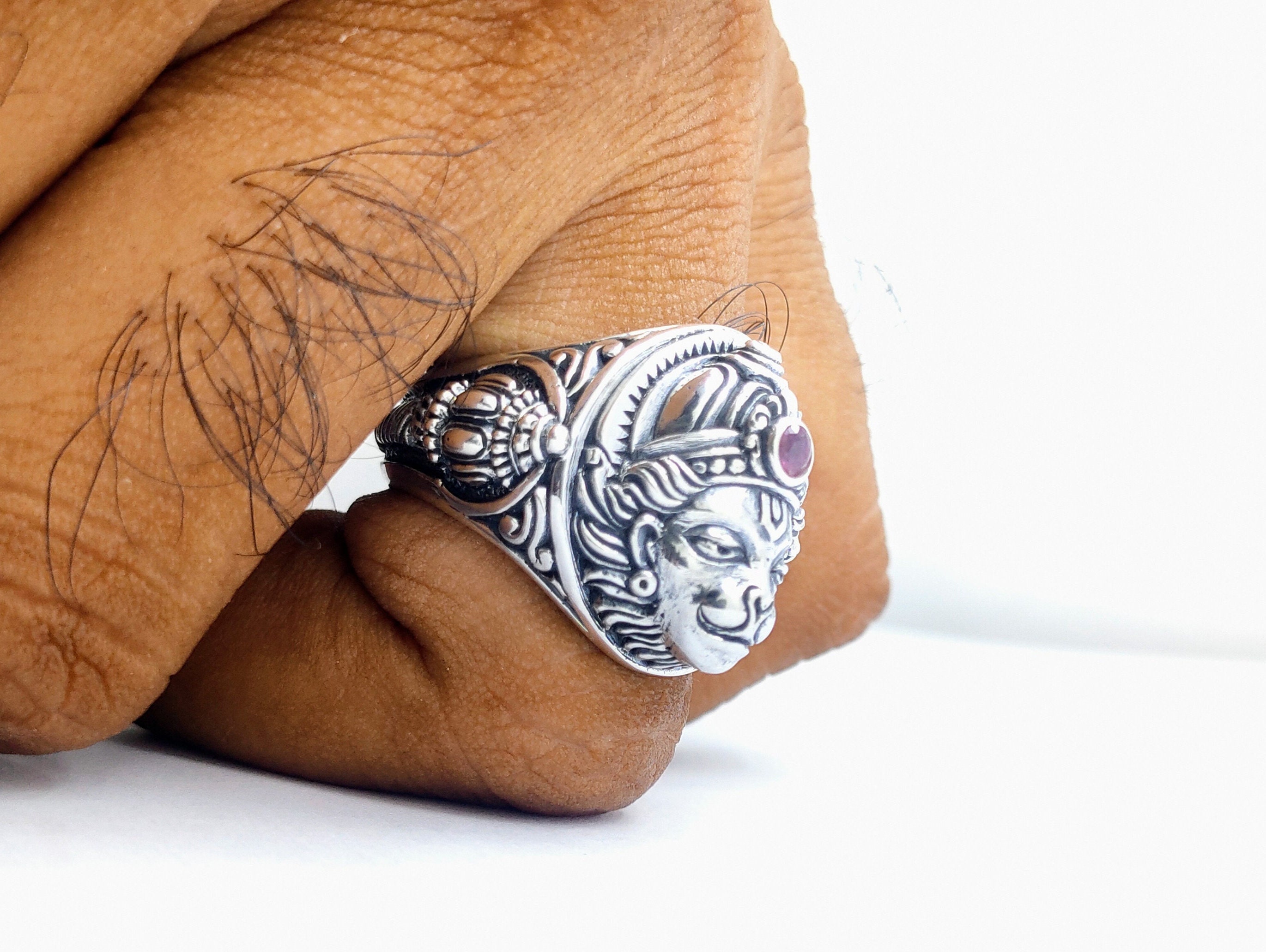 Hanuman Hindu Silver Ring Handmade Jewelry Personalized - Etsy
