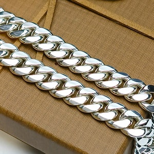 14 Mm Curb Chains, 999 Silver Chain, Men's Silver Necklace. - Etsy