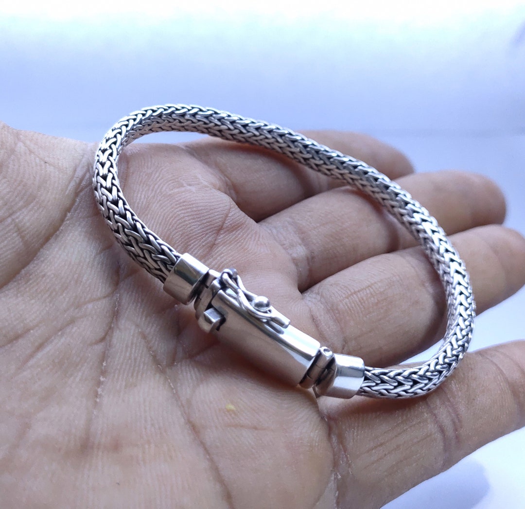 Balinese 999 Silver Bracelet, Foxtail Chain, Personalized Bracelet ...