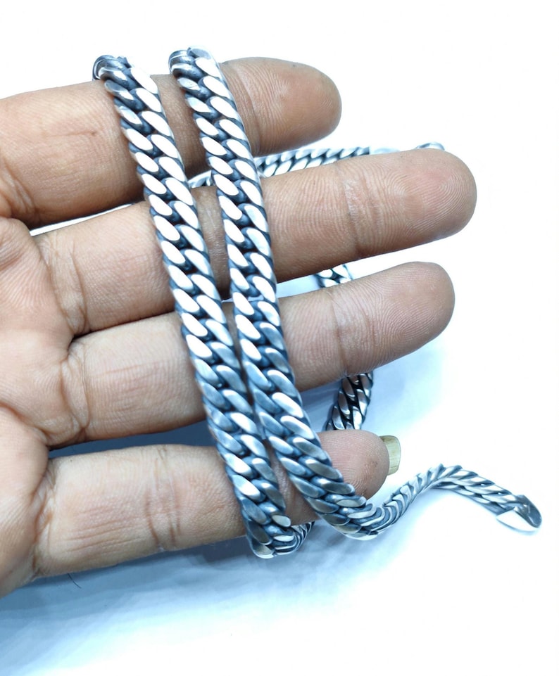 Handcrafted 999 Silver Curb Chain Necklace - 8mm, Men's Jewelry - Etsy