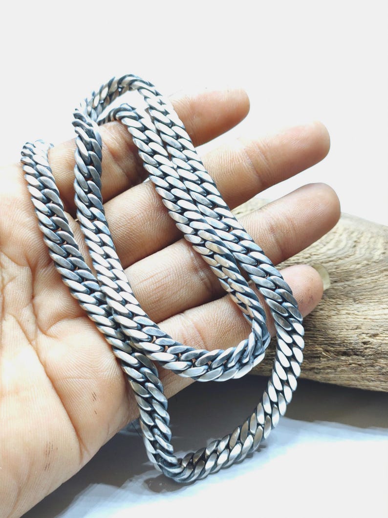 Handcrafted 999 Silver Curb Chain Necklace - 8mm, Men's Jewelry - Etsy