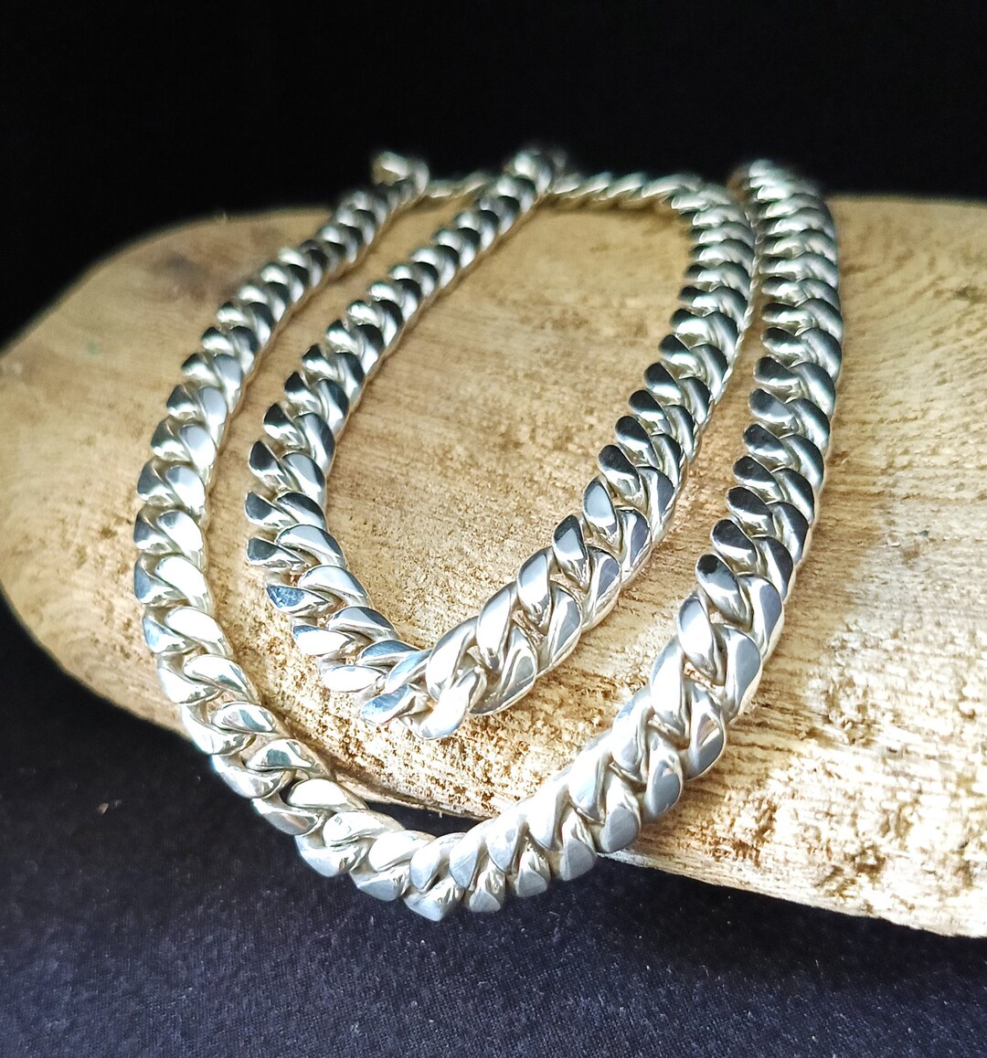 10 Mm Curb Chains Necklace, 999 Pure Solid Silver, Bali Handmade Chains ...