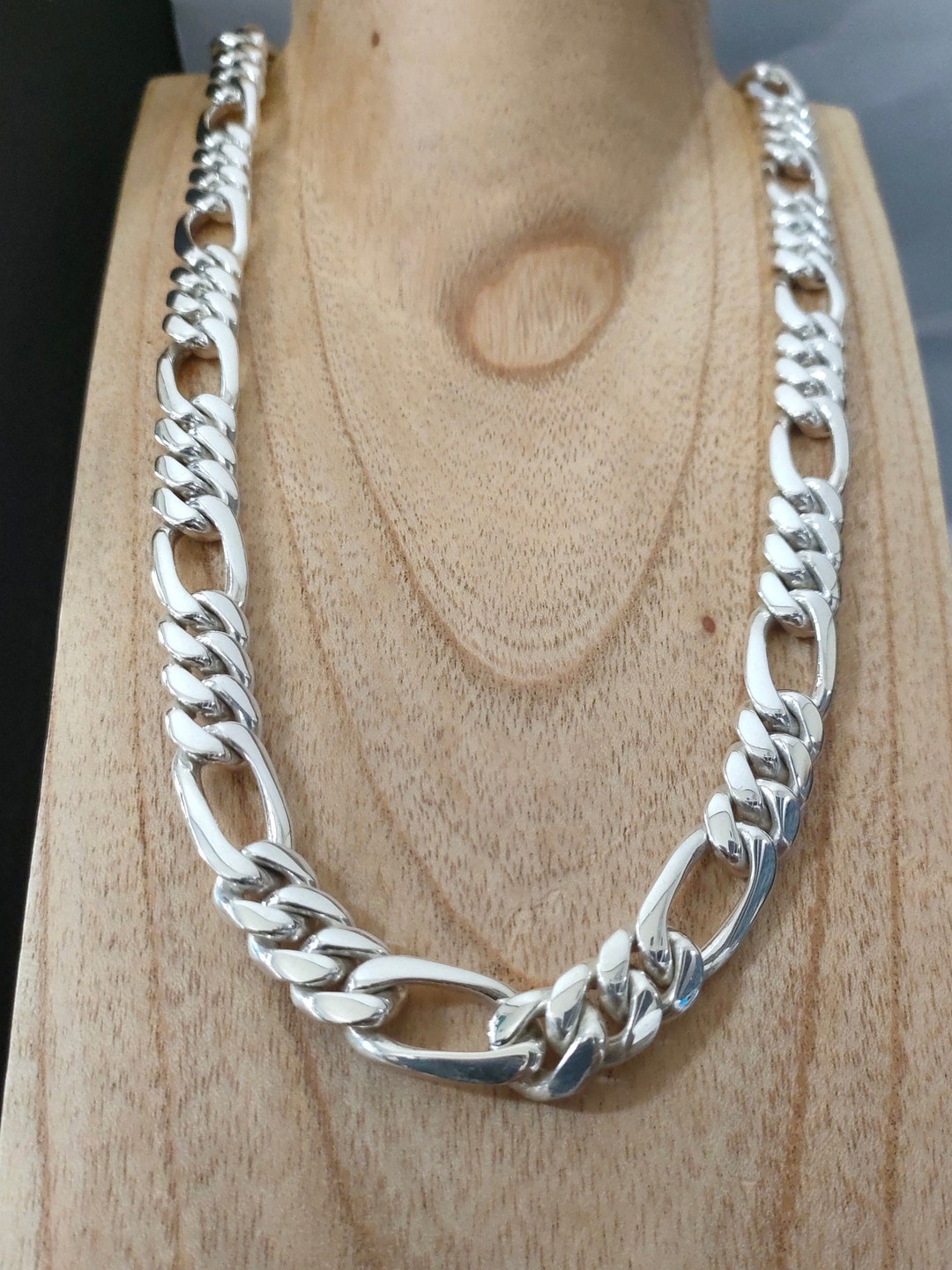 10 Mm 999 Silver Chain, Figaro Silver Necklace, Statement Necklace. - Etsy