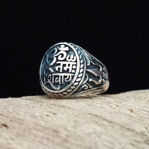 Shiva Blessing Sanskrit Ring, Om Namah Shiva, Hindu Jewelry, Mens Gifts ...
