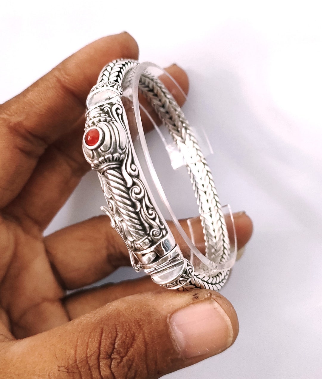 Mens Silver Bracelet, Hanuman Bracelet, Hindu Jewelry. - Etsy