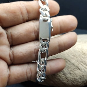 10 Mm 999 Silver Bracelet, Figaro Chains Silver, Handmade Jewelry. - Etsy