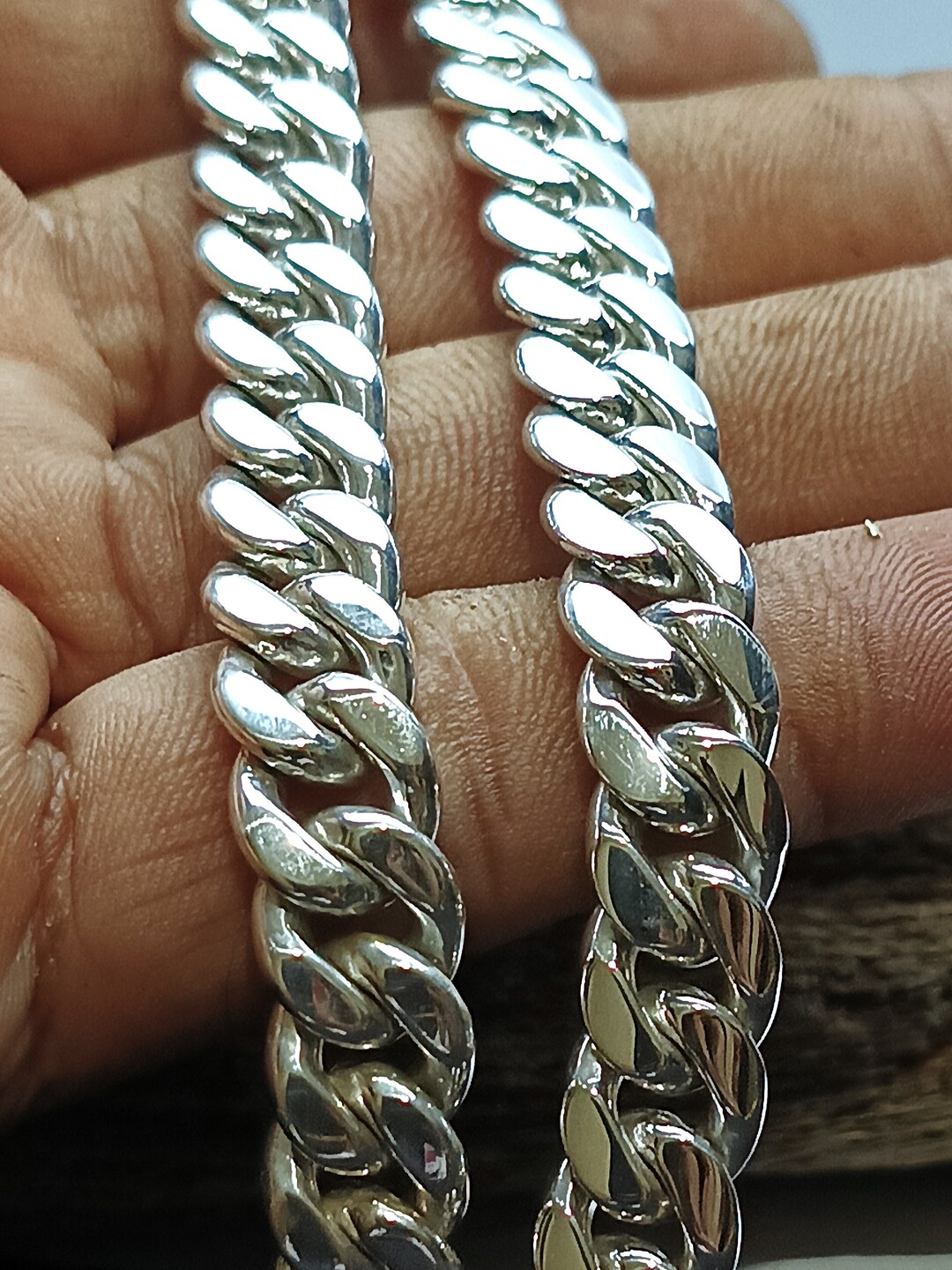 16mm Curb Chains Necklace, 999 Pure Solid Silver, Bali Handmade Chains ...