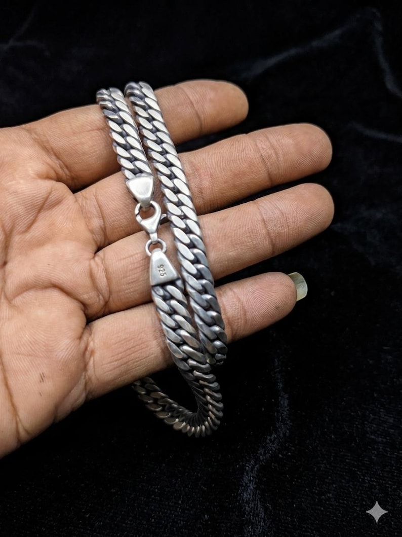 Handcrafted 999 Silver Curb Chain Necklace - 8mm, Men's Jewelry - Etsy