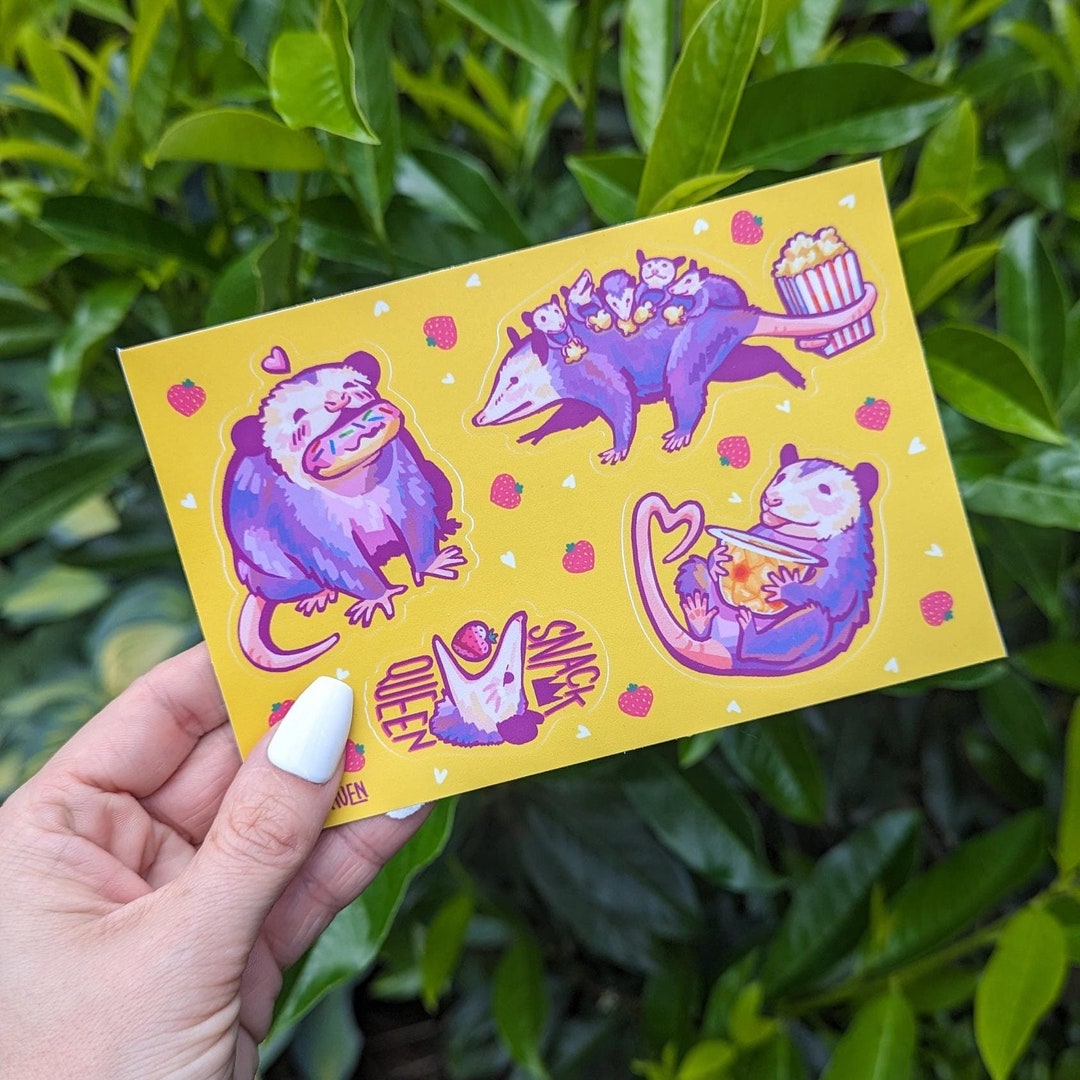 Snack Queen Possums Vinyl Sticker Sheet - Etsy